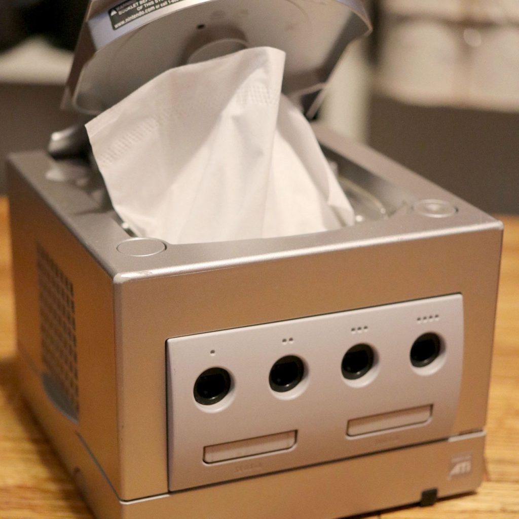 Repurposed GameCube Tissue Box - Shut Up And Take My Yen